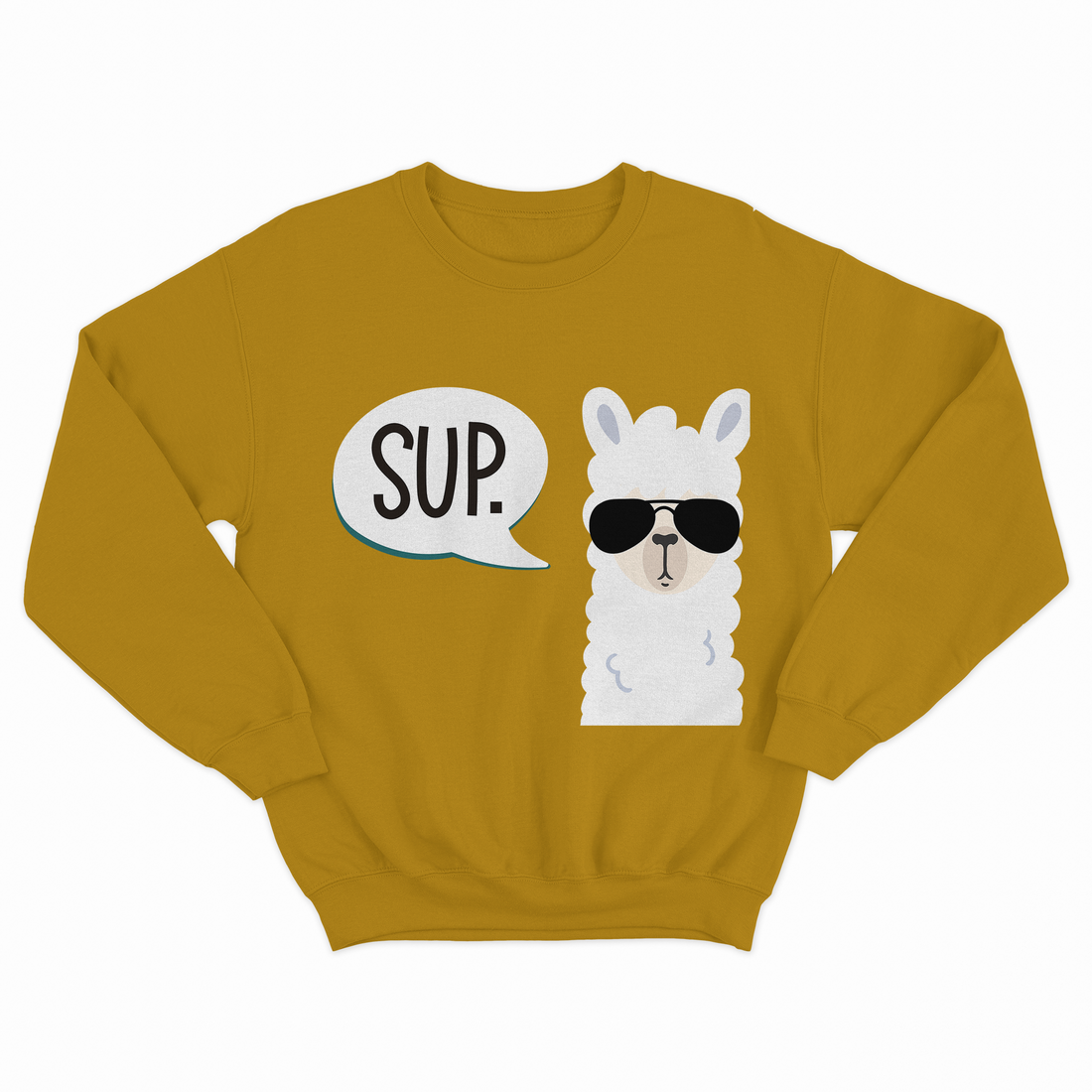 Sup Llama Mustard Yellow Sweatshirt (Lightweight) – Lazy Hippos